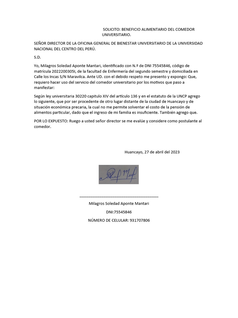 Solicitud Comedor | PDF | Ciencias sociales | Estilo de vida