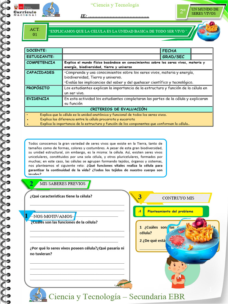 A-2º Act 1 Cyt Unid 1 - Sem 1 | PDF | Organismos | Biología Celular)