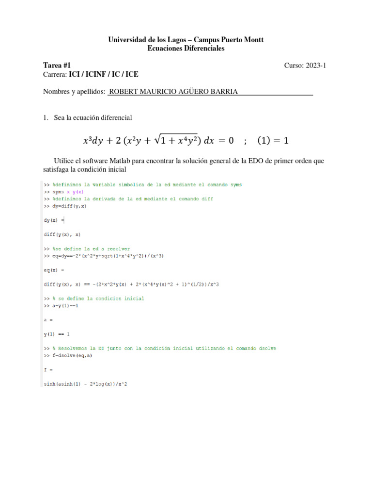 Tarea Ejercicios Matlab | PDF