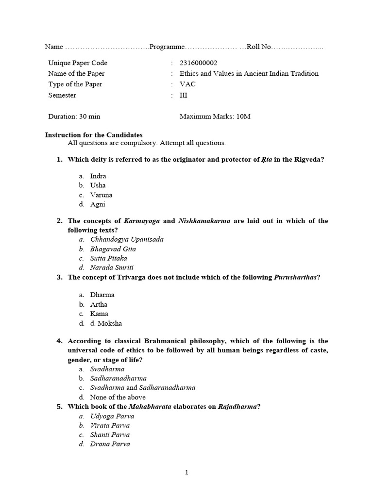 Ethics in Ancient Indian Tradition | PDF | Dharma | Kama