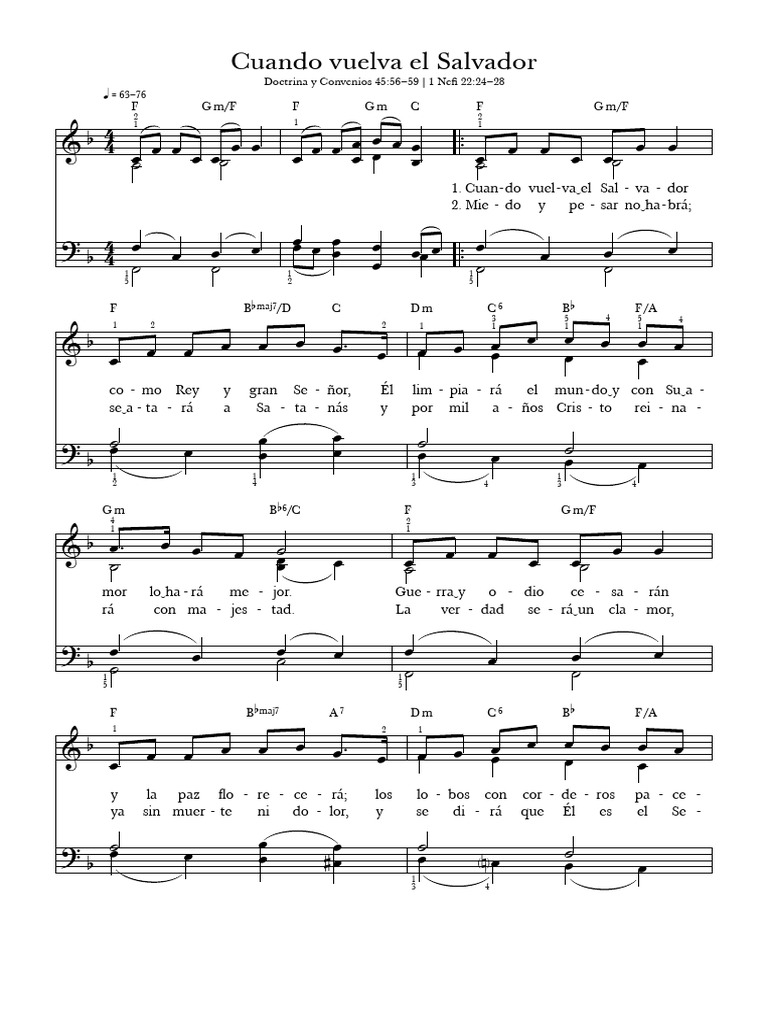 Partitura Cuando Vuelva El Salvador | PDF