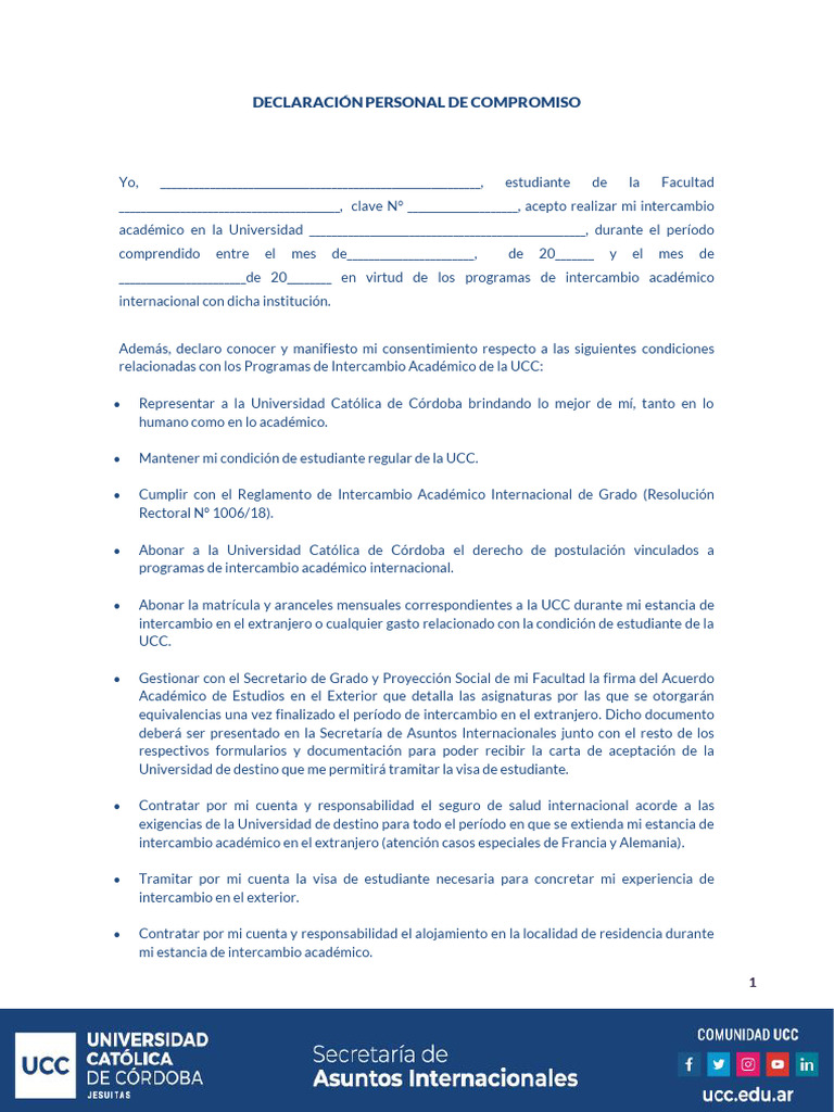 Declaracion de Compromiso BILATERAL GRADO | PDF