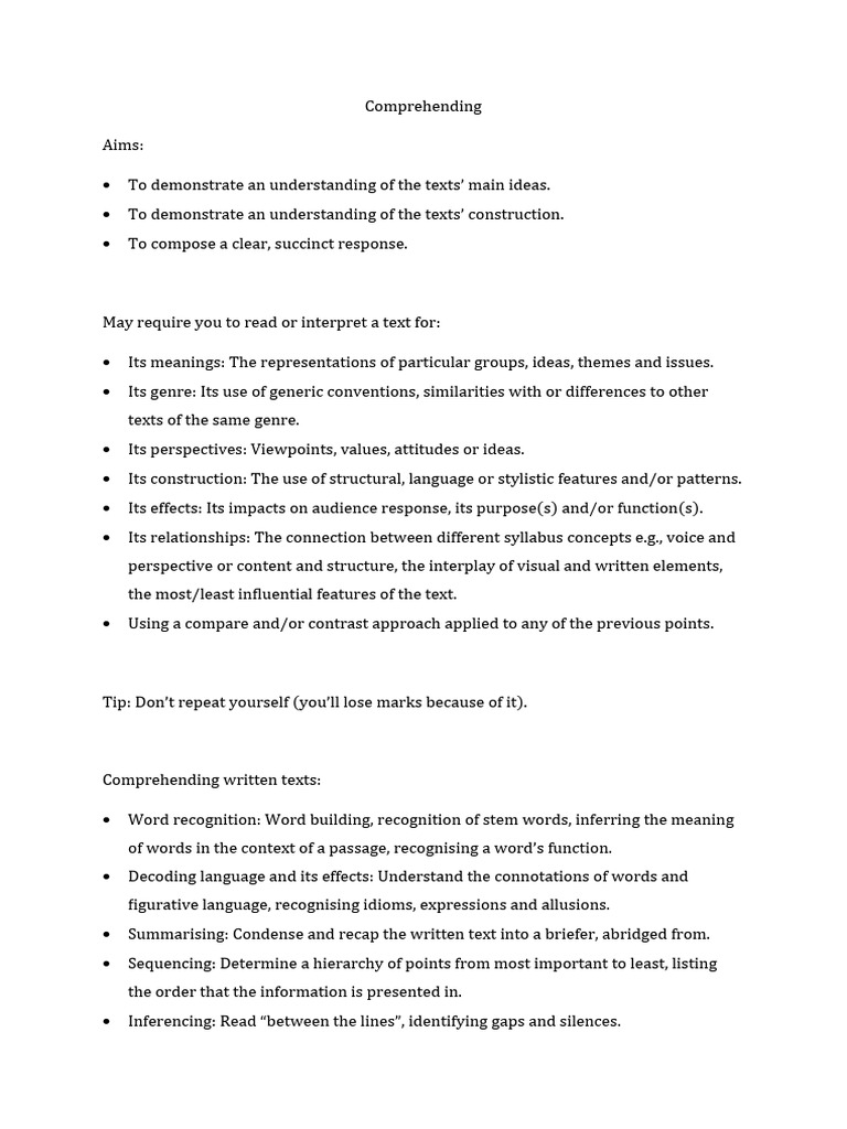 Exam Preparation Notes Pdf Word Genre