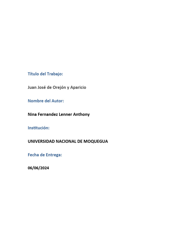 Monografia Juan Jose de Orejon y Aparicio | PDF | Perú | Lima