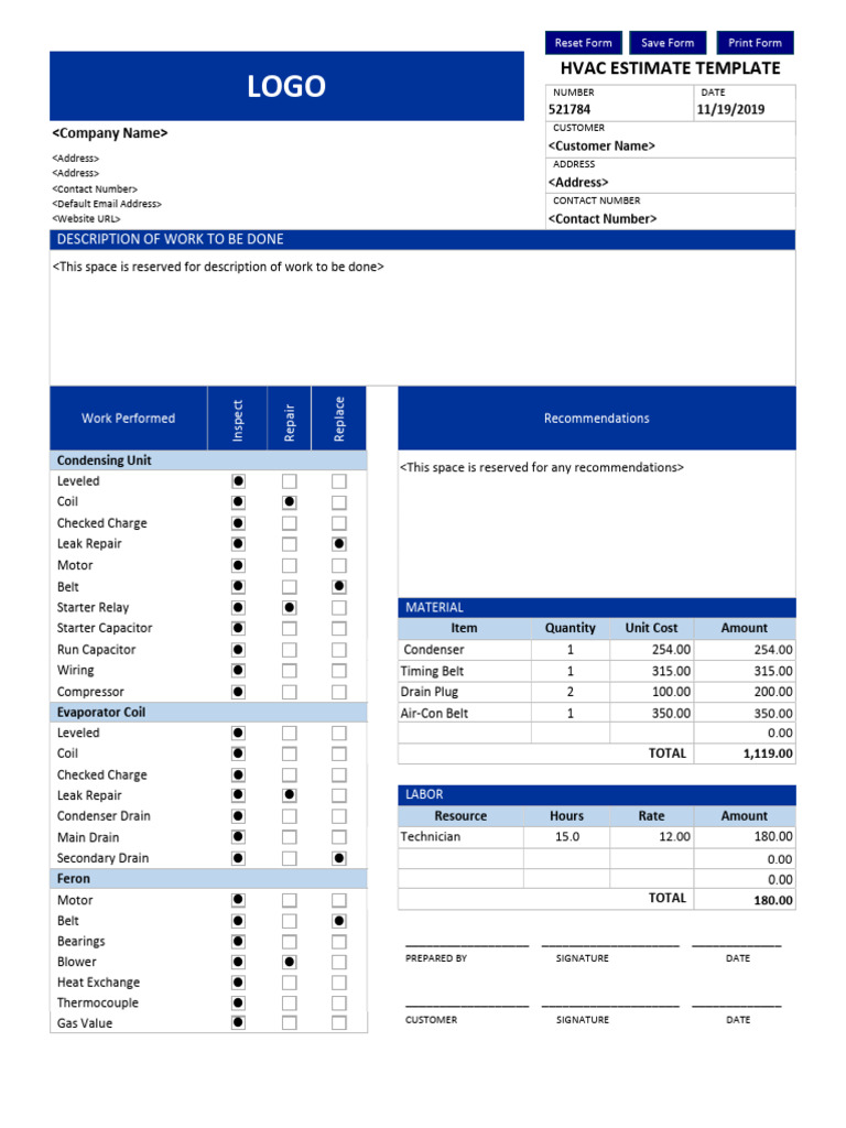 HVAC Estimate Template | Download Free PDF | Thermodynamics ...
