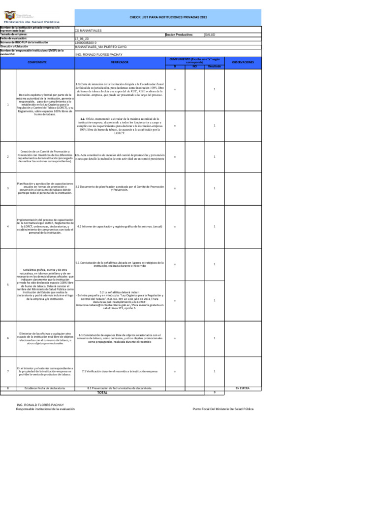 Check List Institucional0705511001687380183 | PDF