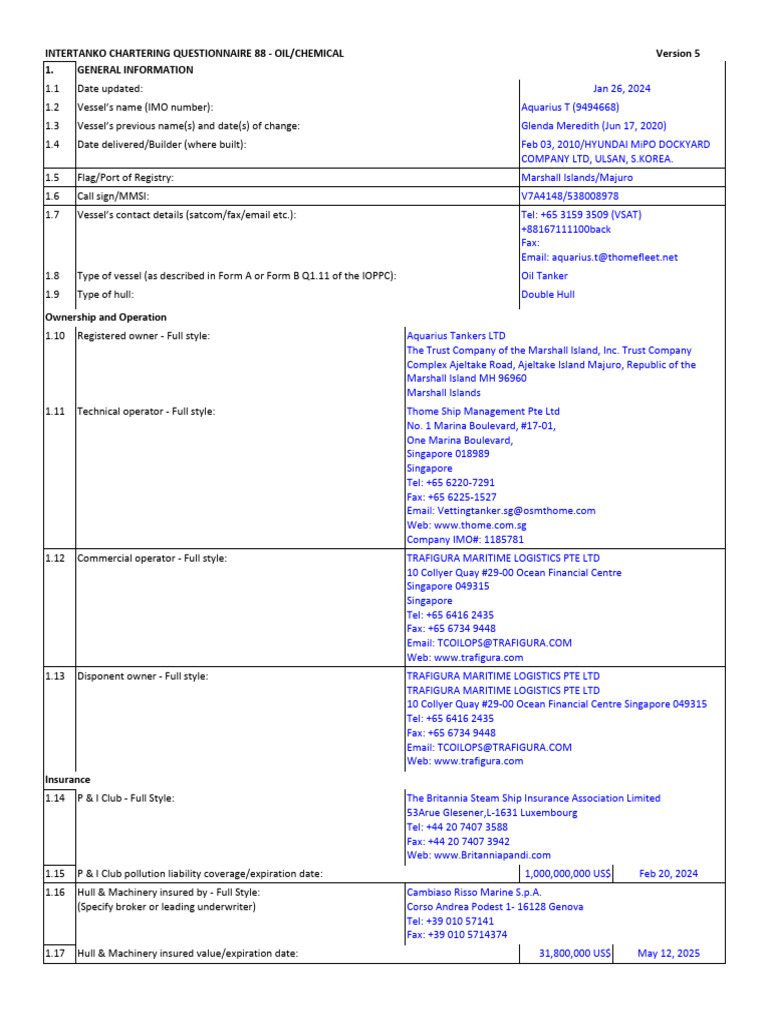 Aquarius T - Q88 (Oil-Chemical) - 133503261747273970 | PDF | Marine ...