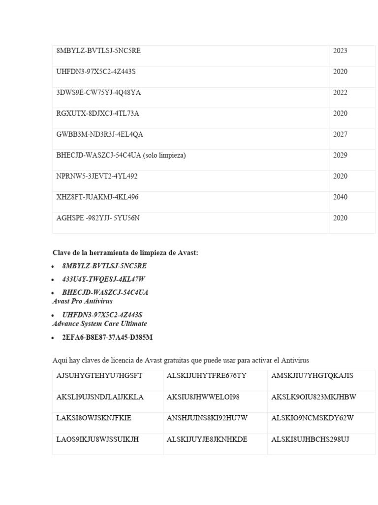 Serial Avast | PDF | Finanzas y dinero