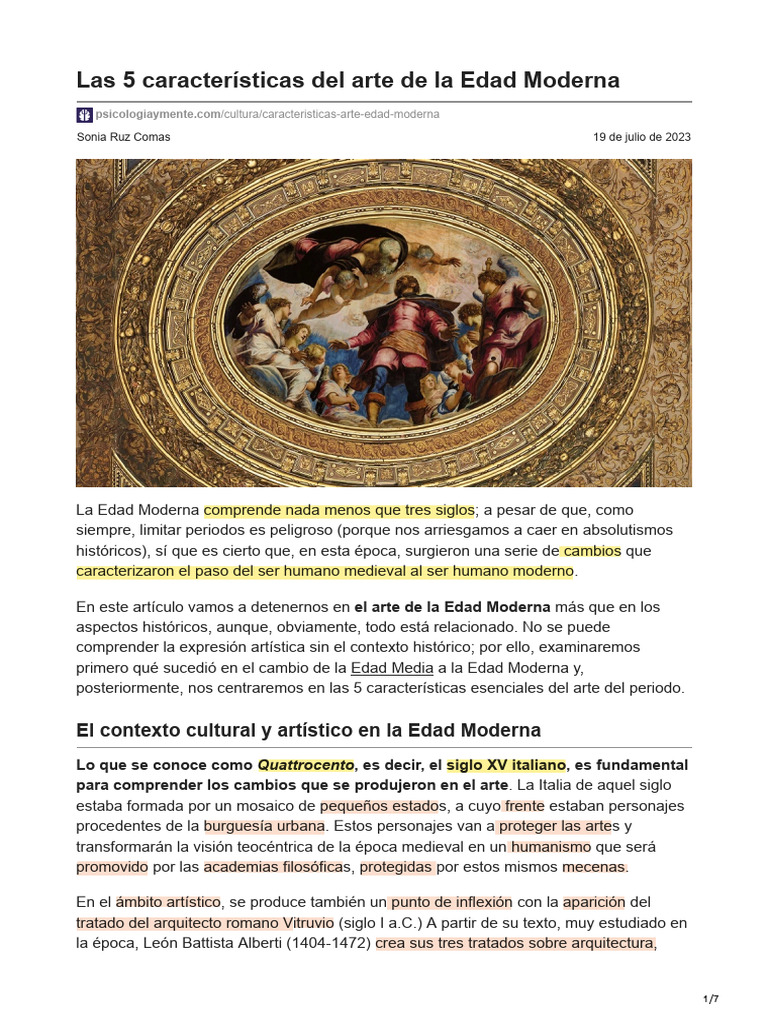 Las 5 Características Del Arte de La Edad Moderna - Editado | PDF ...