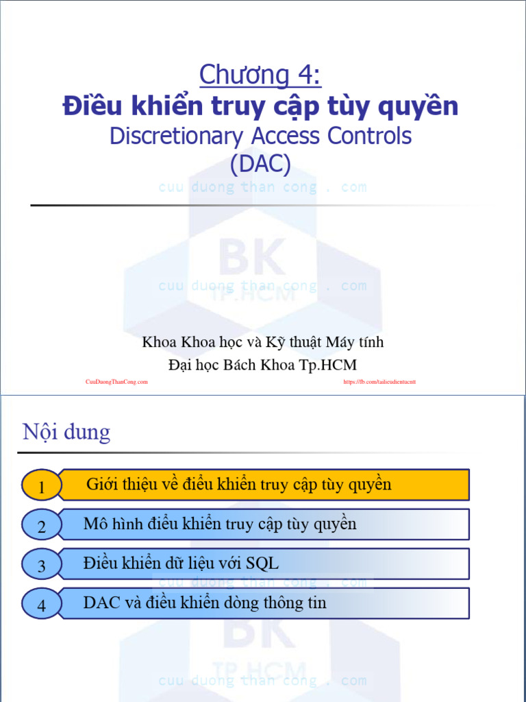 An Toan Va Bao Mat He Thong Thong Tin Lecture4 Dieu Khien Truy Cap Tuy Quyen Discretionary ...