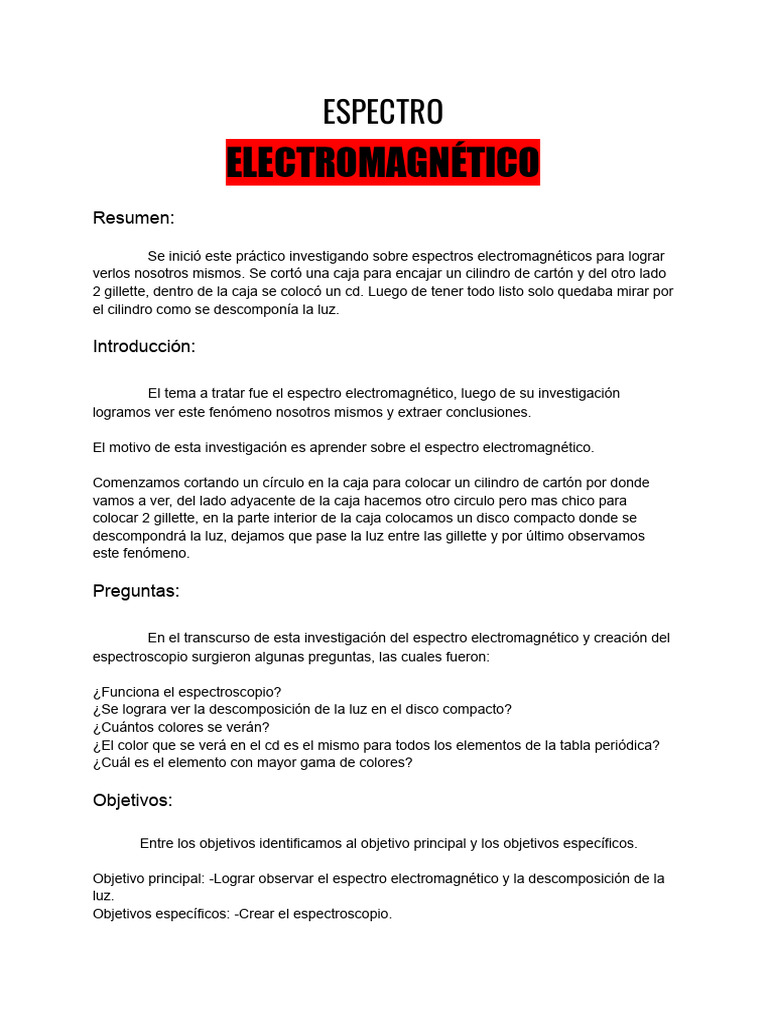 Espectro Electromagnetico | PDF | Espectro electromagnético | Frecuencia