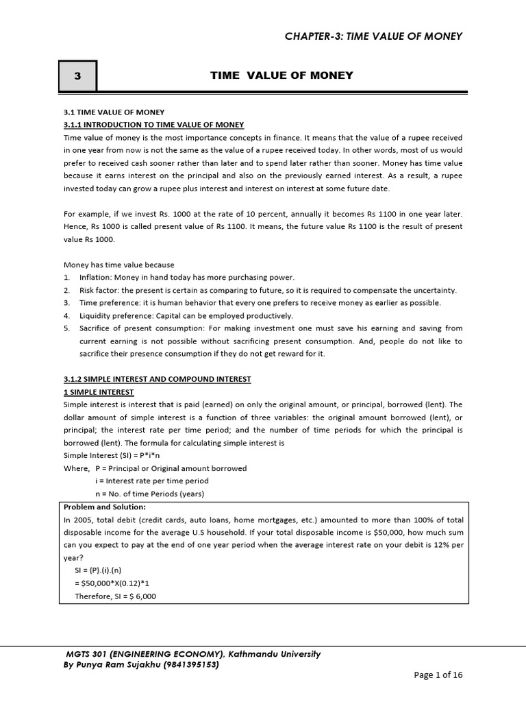 MGTS301-Ch3 - Time Value of Money | PDF | Interest | Present Value