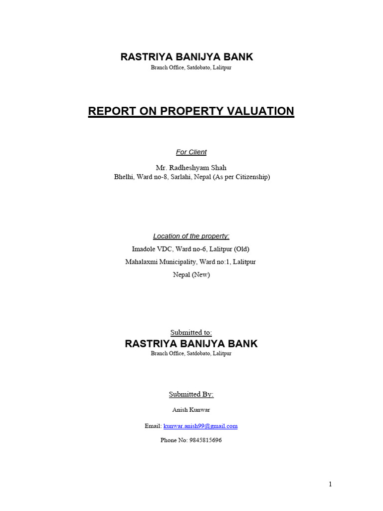 Valuation reports | Download Free PDF | Real Estate Appraisal ...