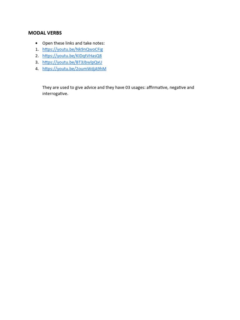 Modal Verbs: Usage and Advice | PDF