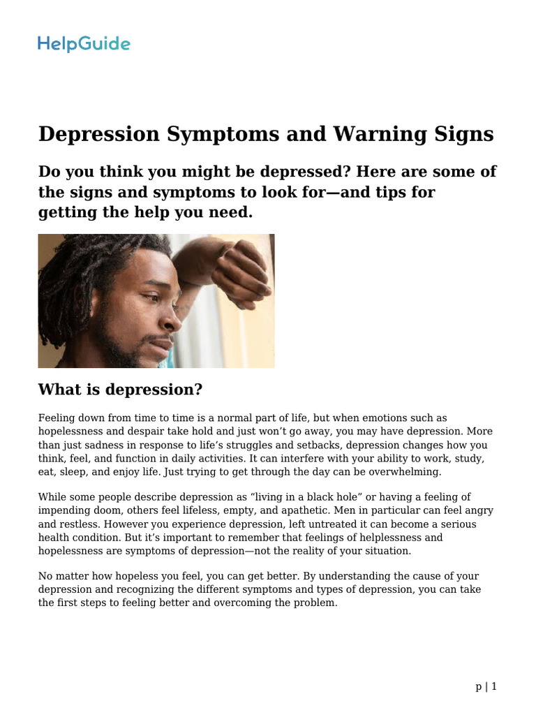 Recognizing Depression Symptoms and Signs | PDF | Major Depressive ...