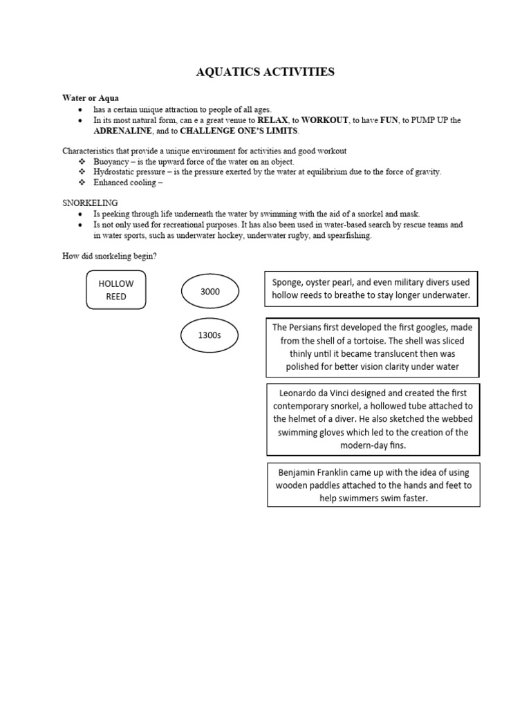 AQUATICS-ACTIVITIES PE Lesson | PDF