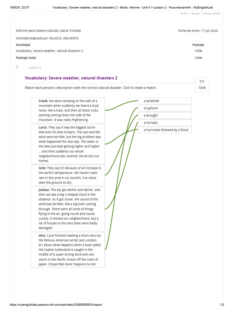 U5-2 Vocabulary_ Severe Weather, Natural Disasters 2 - Modo_ Informe ...