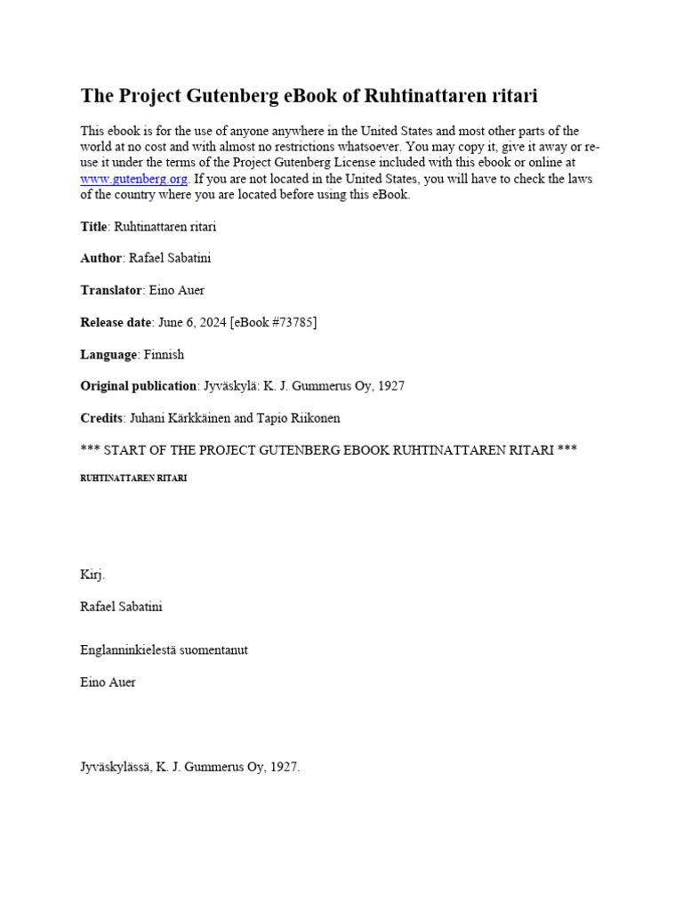 Ruhtinattaren Ritari | PDF