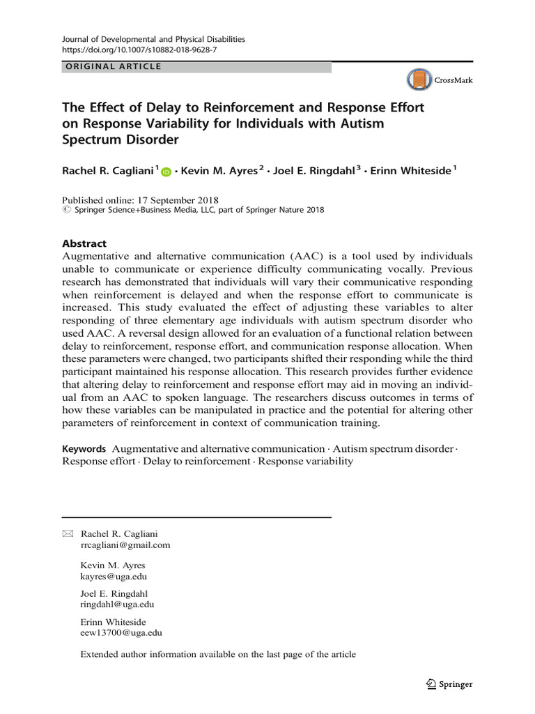 The Effect of Delay To Reinforcement and Response Effort On Response ...
