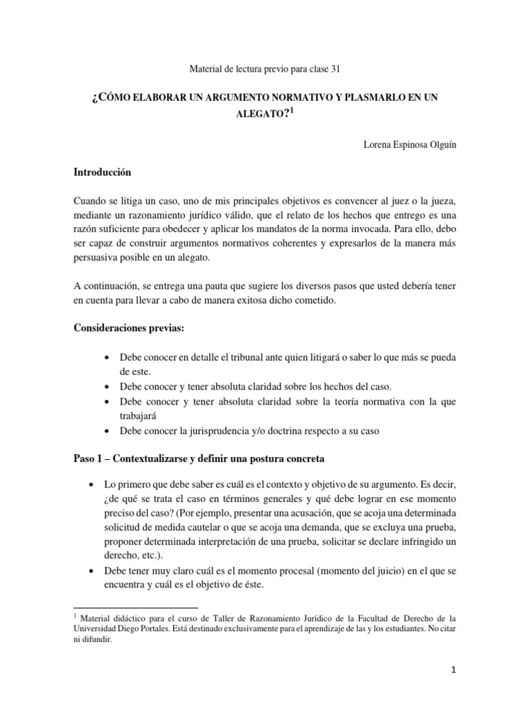 Clase 31. Apunte Sobre Cómo Elaborar Un Argumento y Su Respectivo ...