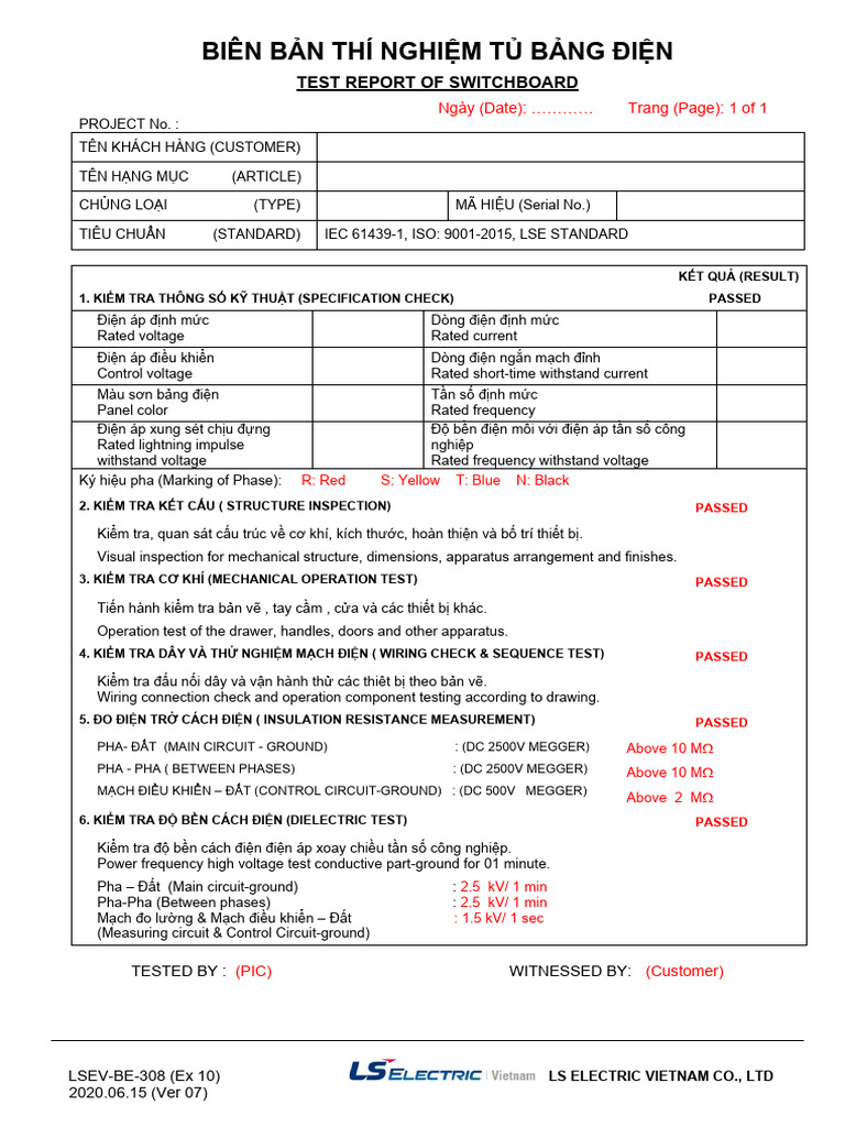 Test Report - LV, MCC, TR | PDF