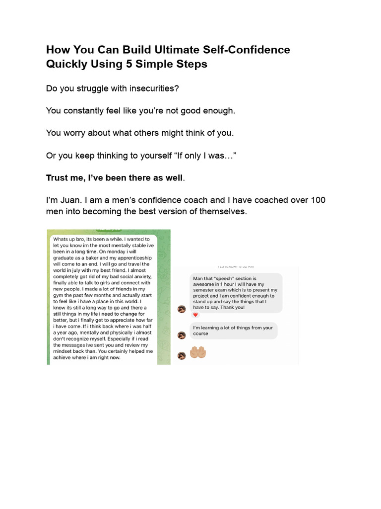 5 Steps To Build Ultimate Self-Confidence | PDF | Self-Improvement