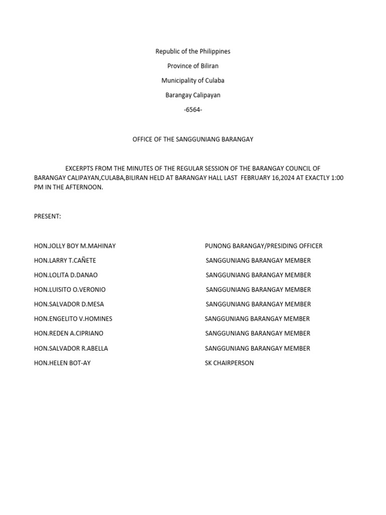 Resolution for Road Concreting in Calipayan | PDF | Government