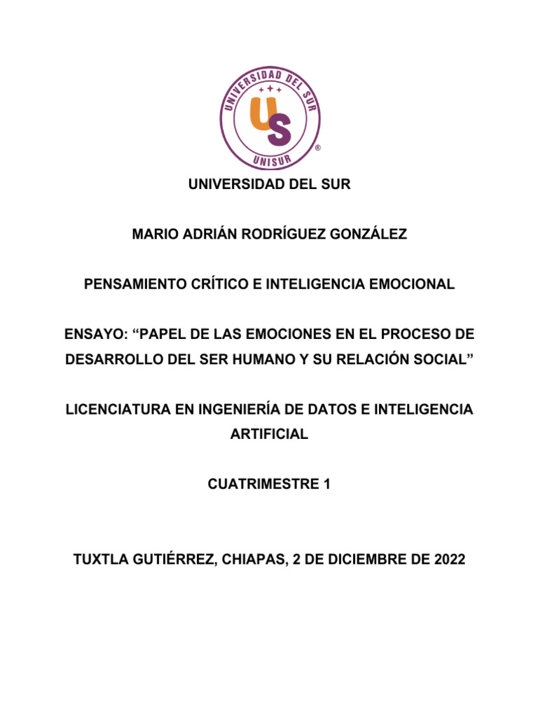 Act5 Ensayo | PDF | Las emociones | Mente