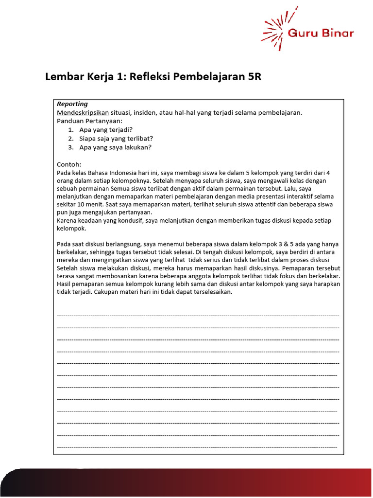 Lembar Kerja 1-Refleksi 5R Form | PDF