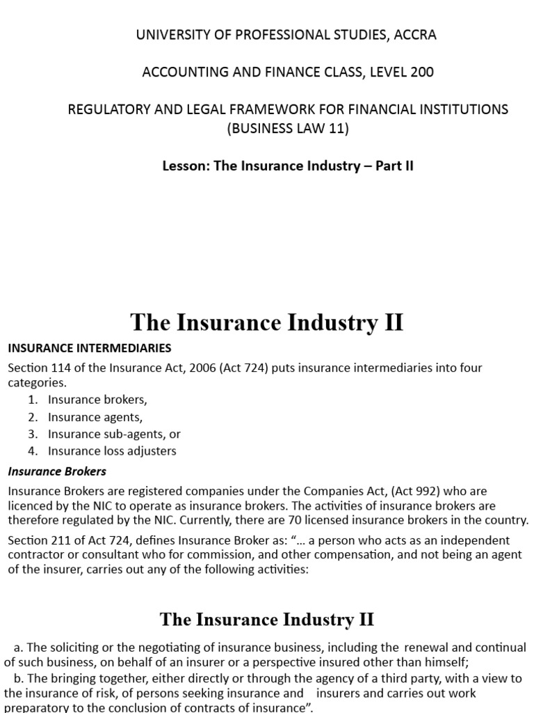 Business Law Class - Insurance Industry II WK 11 | PDF | Insurance ...