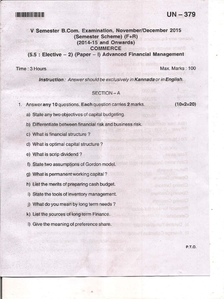 Bcom 5sem Advanced Financial Management | PDF