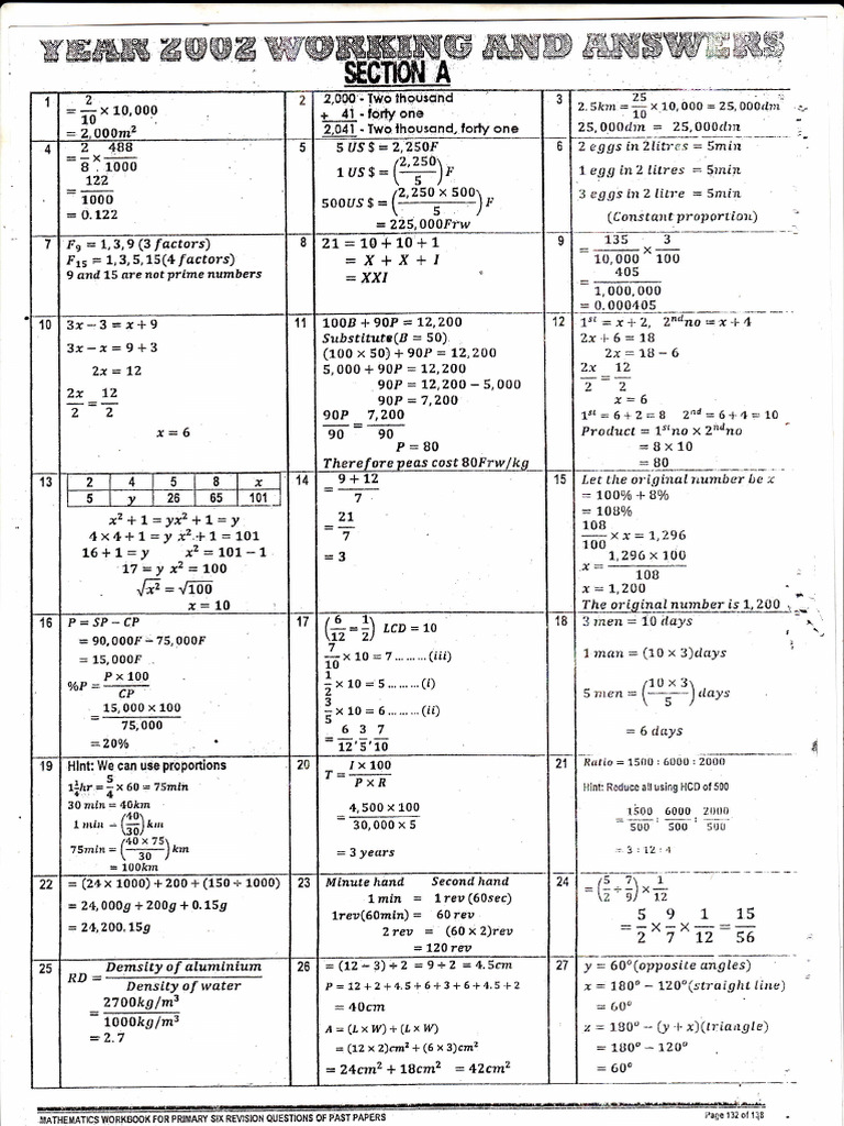 Math P6 2002 Key | PDF
