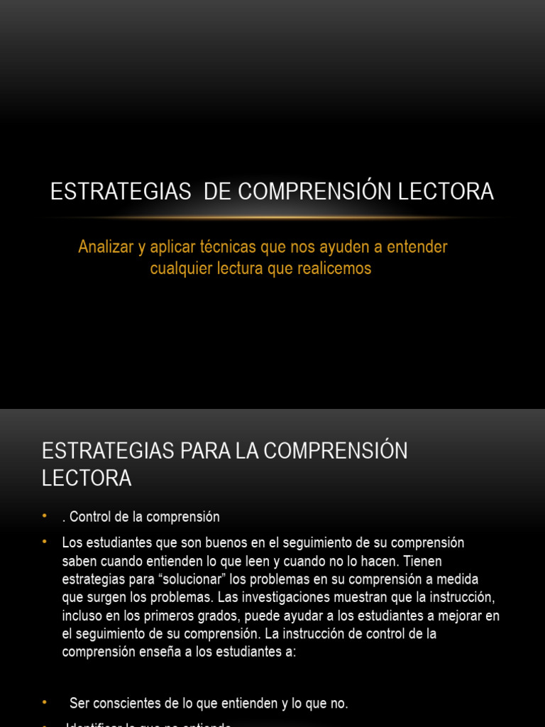 Estrategias de Comprensión Lectora | PDF | Metacognición | Comprensión ...