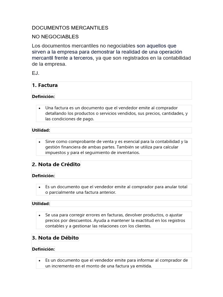 Documentos Mercantiles | PDF | Factura | Contabilidad