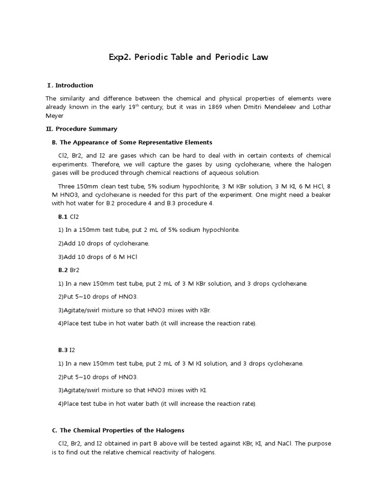 exp2 - report - ver1 (3) - 복사본 | PDF | Iodine | Periodic Table