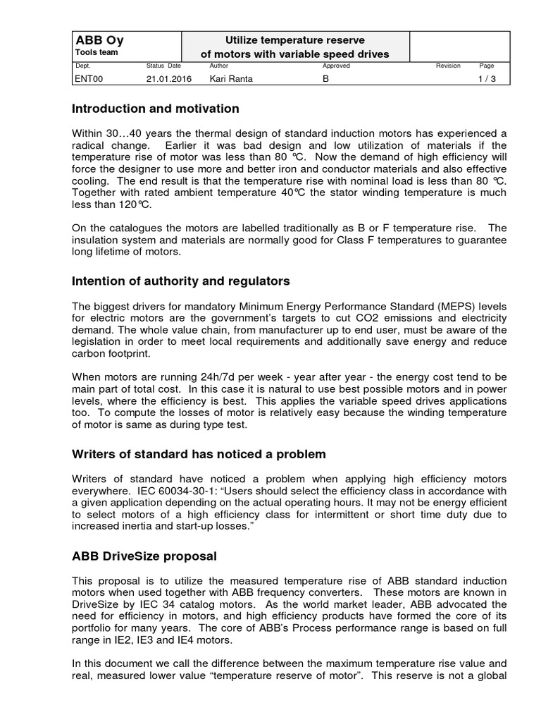 UtilizeTemperaturereserve of Motors | PDF | Electric Motor | Temperature