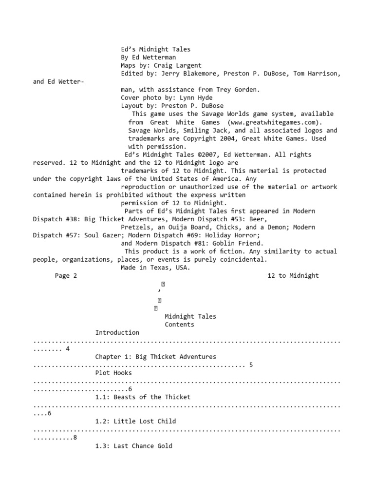 Savage Worlds - 12 To Midnight - Ed's Midnight Tales | PDF | Werewolves ...