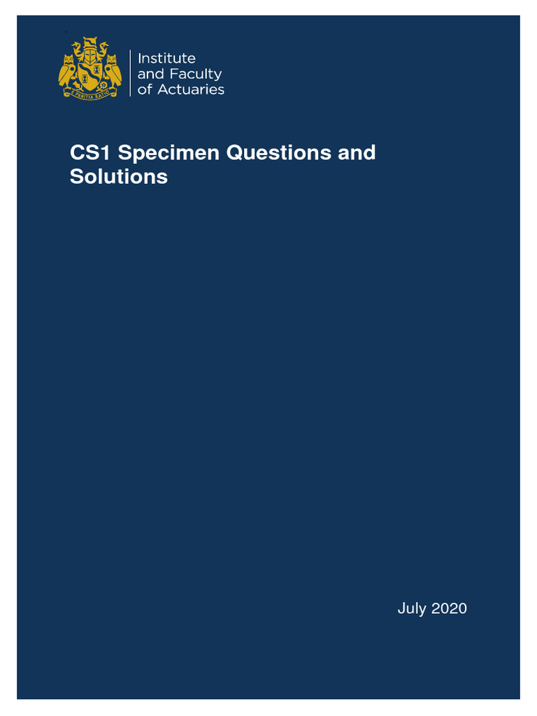 cs1 Specimen Questions and Solutions | PDF | Errors And Residuals | Regression Analysis