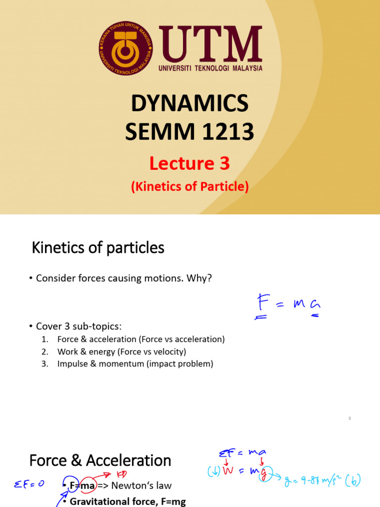 Dynamics Lecture 3 Shared3 Pdf Force Potential Energy