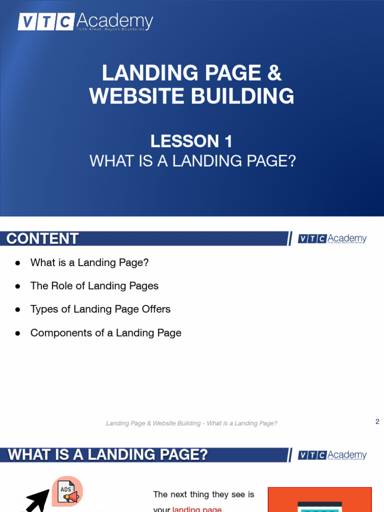 Lesson 1 - What Is A Landing Page | PDF | Websites | Mobile App