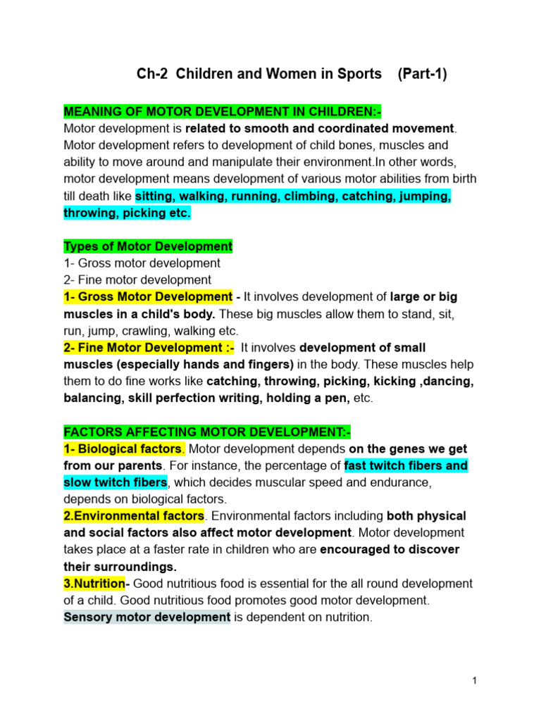 Motor Development in Children | PDF | Foot