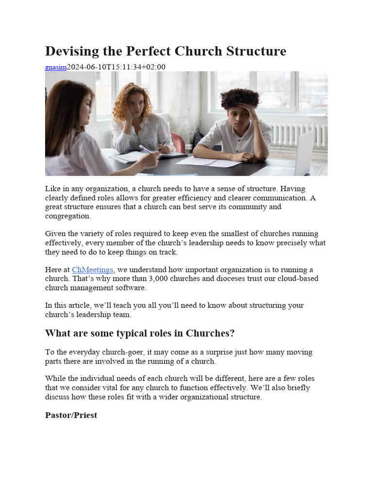 Devising The Perfect Church Structure | PDF | Elder (Christianity) | Pastor