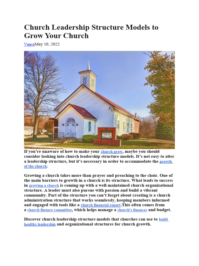 Church Leadership Structure Models To Grow Your Church | PDF | Elder ...