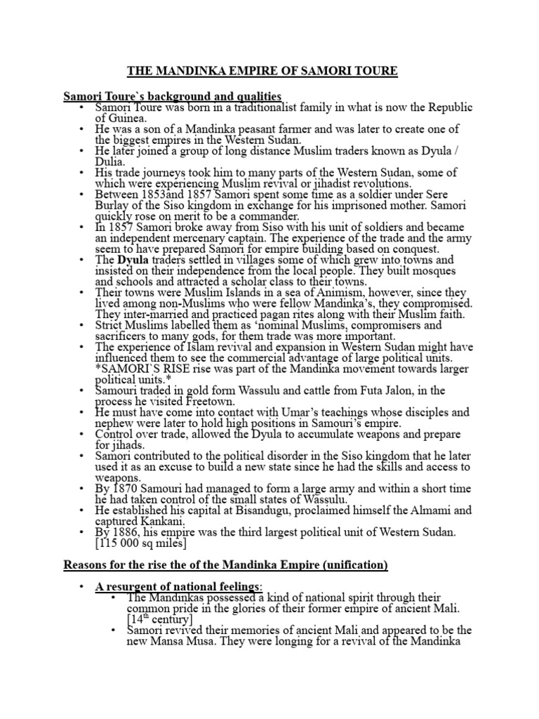 The Mandinka Empire of Samori Toure | PDF | British Empire