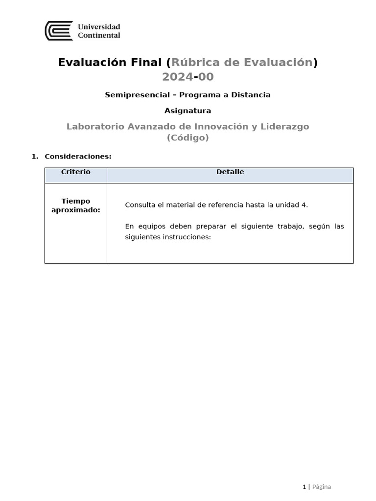 Examen Final Con Rubrica Adecuada Actualizado 2024 | PDF