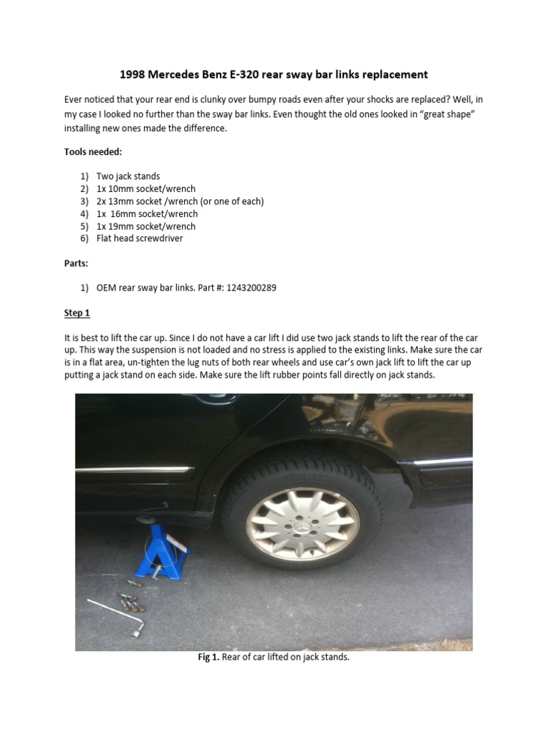w210 Rear Sway Bar Links Removal and Replacement 2 | PDF | Screw ...