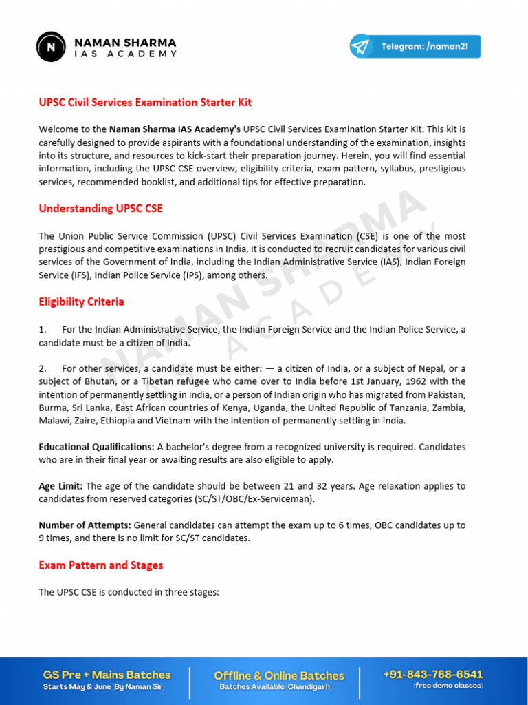 UPSC CSE Starter Kit | PDF