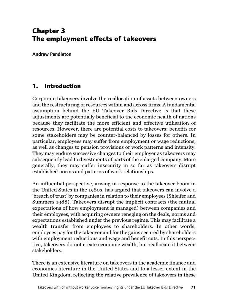 Chapter 3 Pendleton | PDF | Mergers And Acquisitions | Takeover