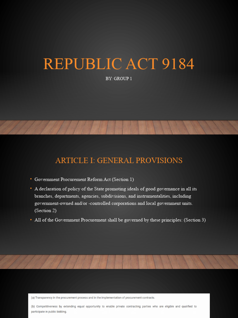 Republic Act 9184 PPT Final | PDF | Procurement | Economies