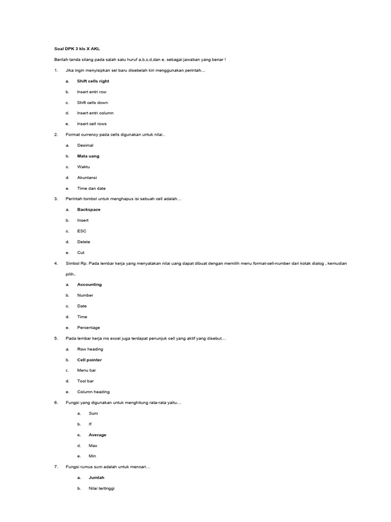 Soal DPK 3 Kls X AKL | PDF | Metode & Bahan Ajar